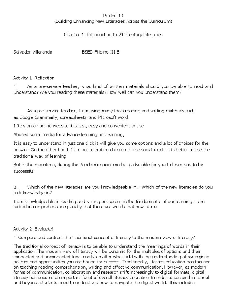 ProfEd 10 Module | PDF | Literacy | Teachers
