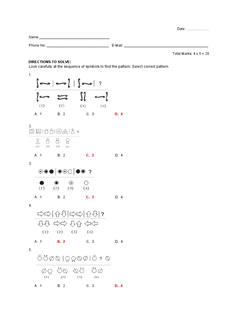 Pattern Recognition and Sentence Formation Test | PDF | Cognitive ...