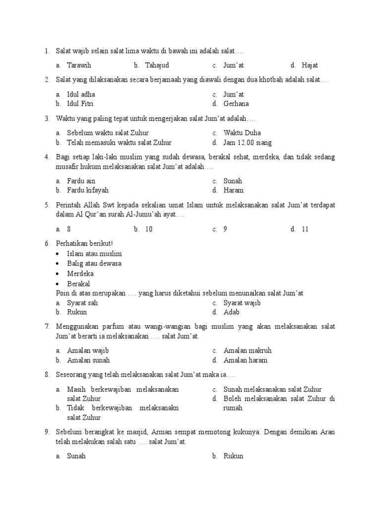 Soal Fikih Kelas 7 Semester 2 | PDF