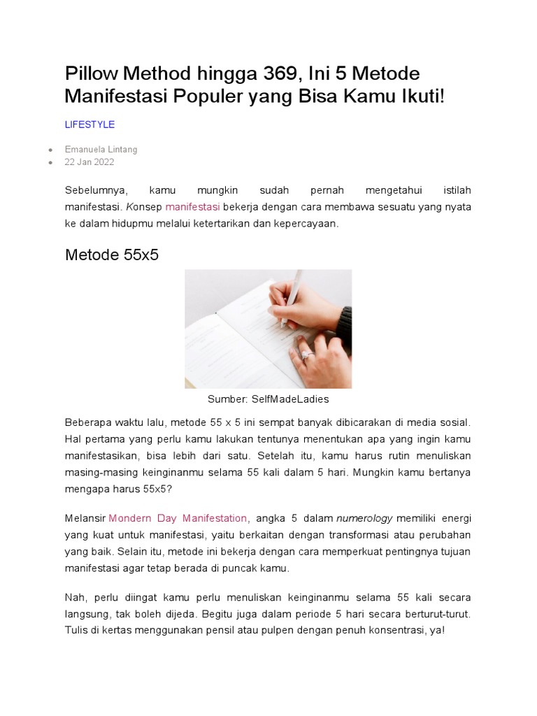 Pillow Method Hingga 369 | PDF