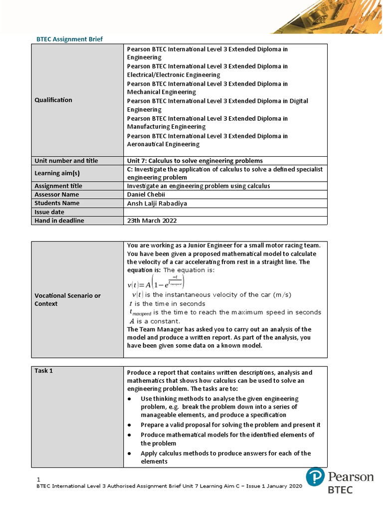 CSEP Updated Assignment. | PDF | Velocity | Acceleration