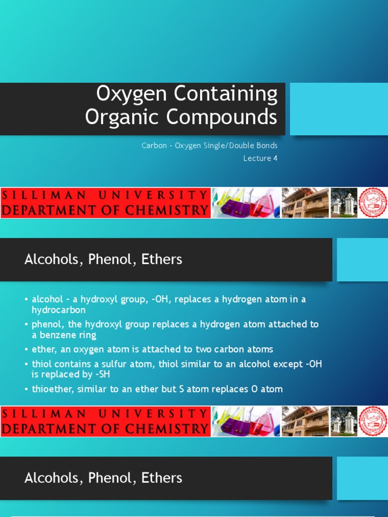 Oxygen Containing Organic Compounds: Carbon - Oxygen Single/Double ...