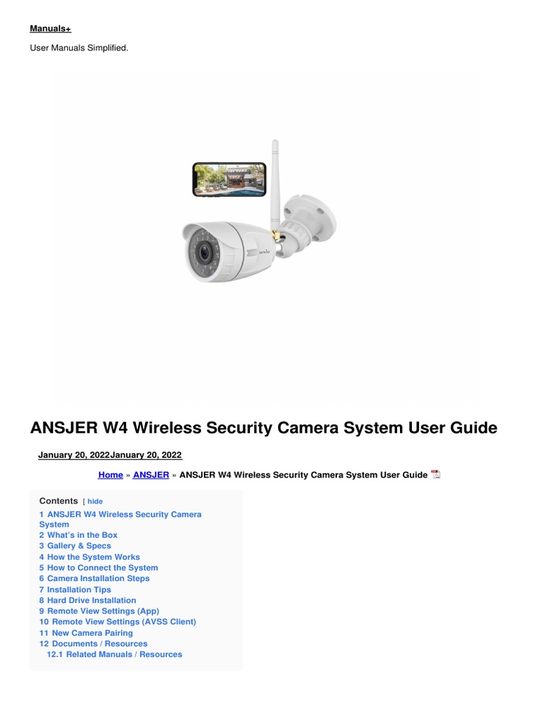 w4 Wireless Security Camera System Manual | PDF | Hdmi ...