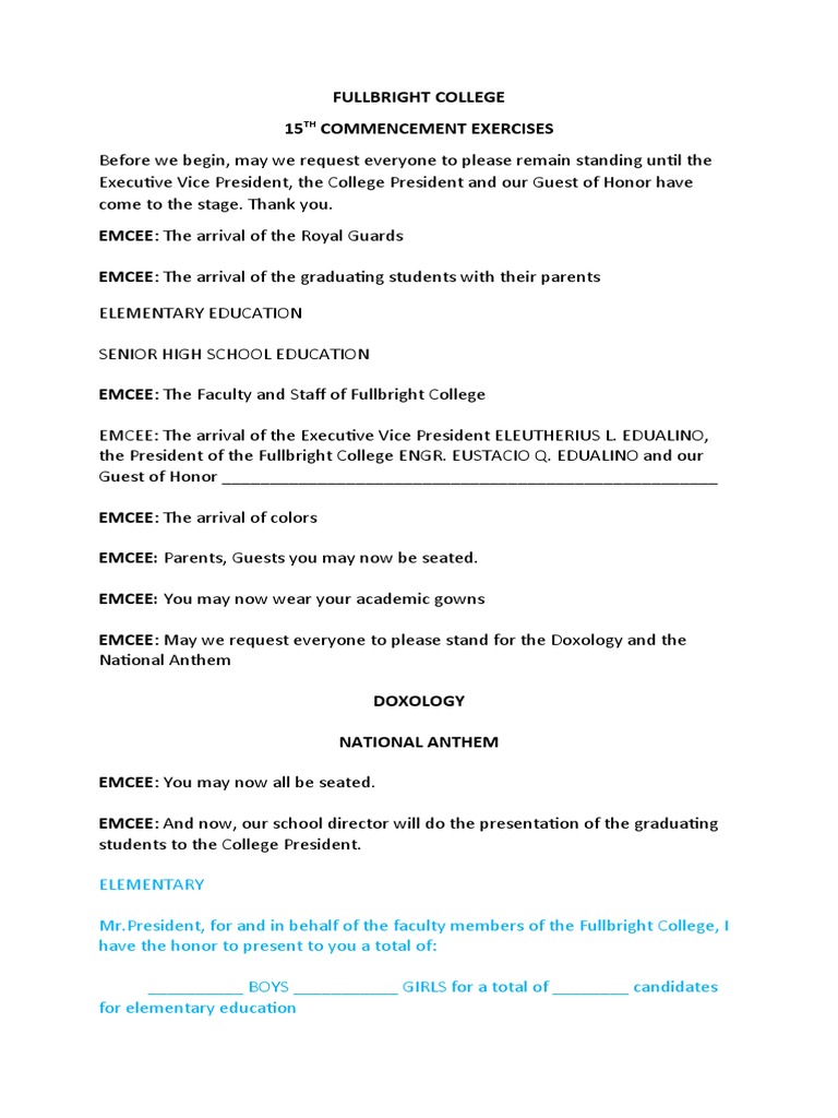 Script Graduation Basic | PDF