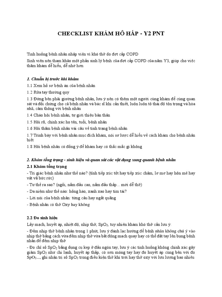 CHECKLIST Kham Ho Hap | PDF