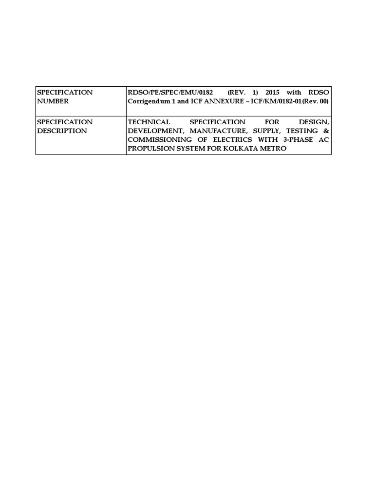 RDSO Specification 0182 Rev 01 Updated With RDSO Corrigendum 1 & ICF Annexure 0182-01 Rev 00 ...