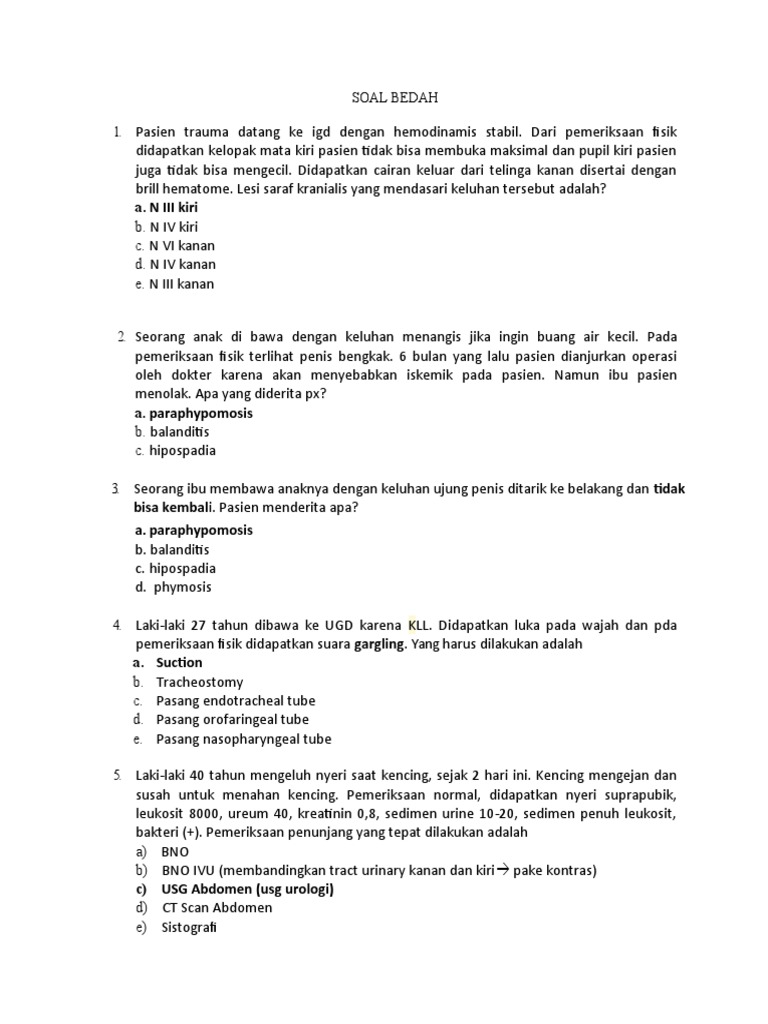 Soal Latihan Bedah CBT | PDF