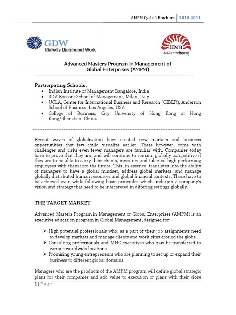 AMPM Brochure | PDF | Entrepreneurship | Business