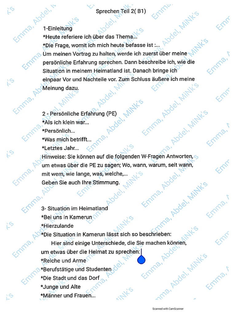 Sprechen Teil 2 B1 | PDF