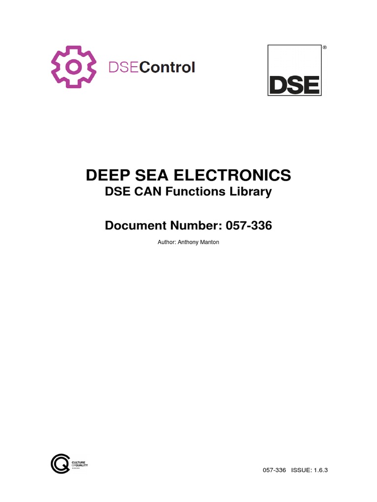 Deep Sea Electronics: DSE CAN Functions Library | PDF | International Electrotechnical ...