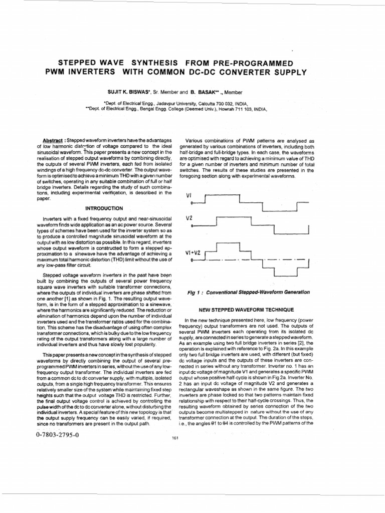 PWM Inverters With Common DC-DC Converter Supply: Stepped Wave ...