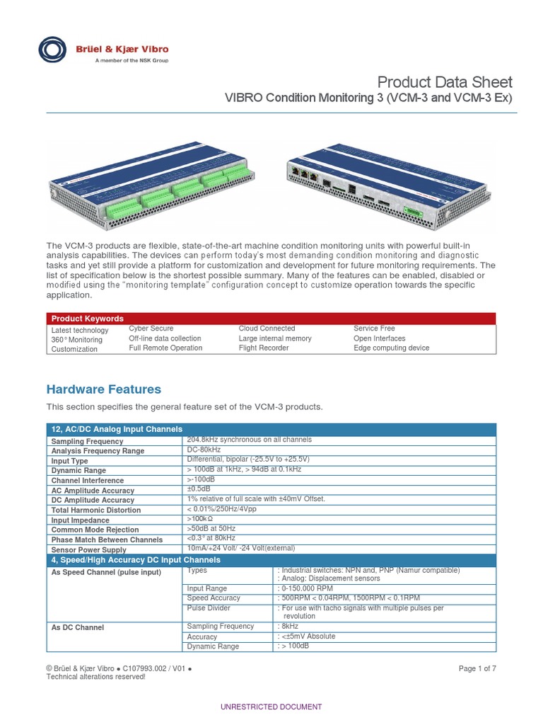 Product Data Sheet: VIBRO Condition Monitoring 3 (VCM-3 and VCM-3 Ex ...