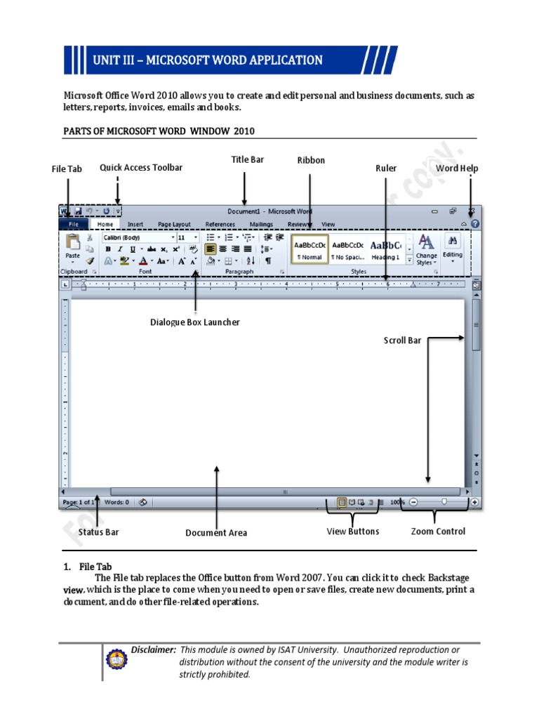 Ict1 Unit 3 Msword Pdf Microsoft Word Window Computing