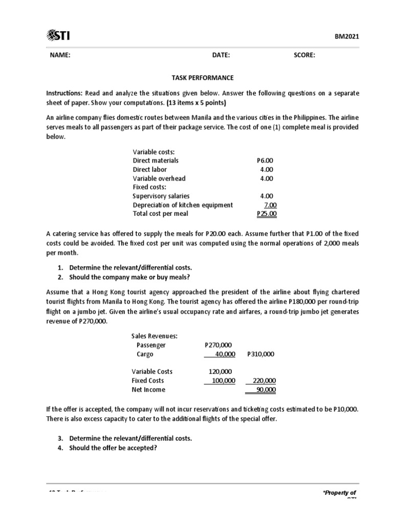 12 Task Performance: Property of STI | PDF | Airlines | Depreciation