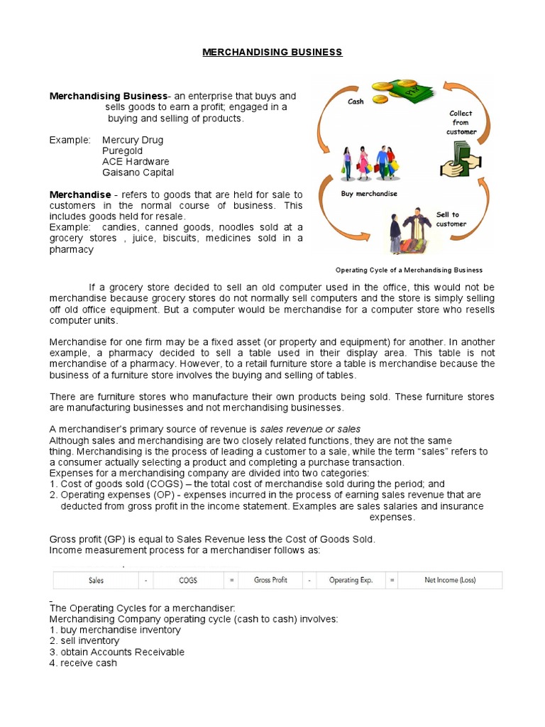 Operating Cycle of a Merchandising Business | PDF | Debits And Credits ...