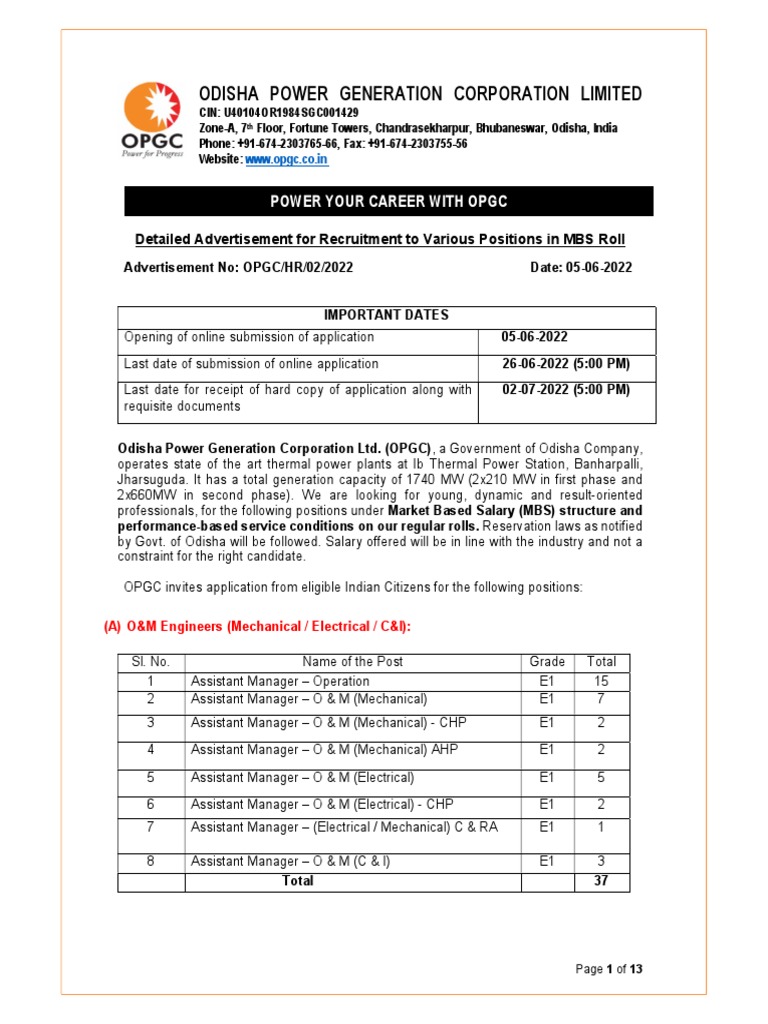 Odisha Power Generation Corporation Limited: Power Your Career With ...