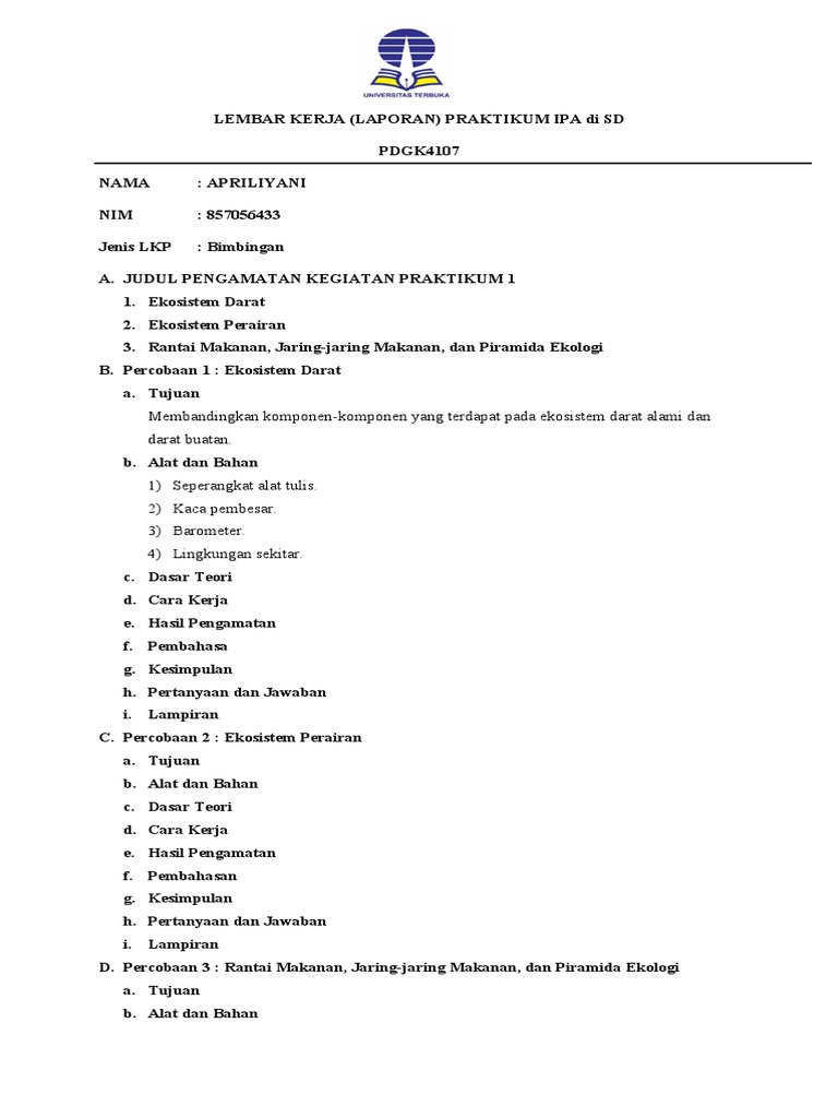 LKP 4 - Modul 2 Pencemaran Lingkungan - Apriliyani | PDF