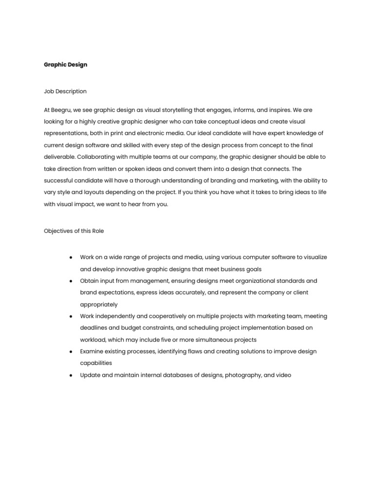 Job Description - Graphic Design | PDF | Graphic Design | Design