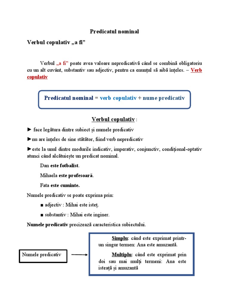 1 Predicatul Nominal | PDF