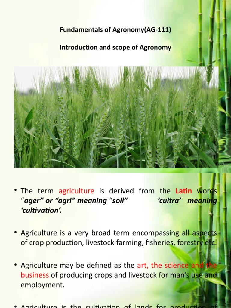 Principle and Scope of Agronomy | PDF | Agriculture | Agronomy