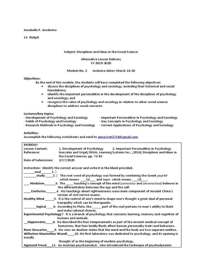 DISS Module 2 | PDF | Psychology | Sociology