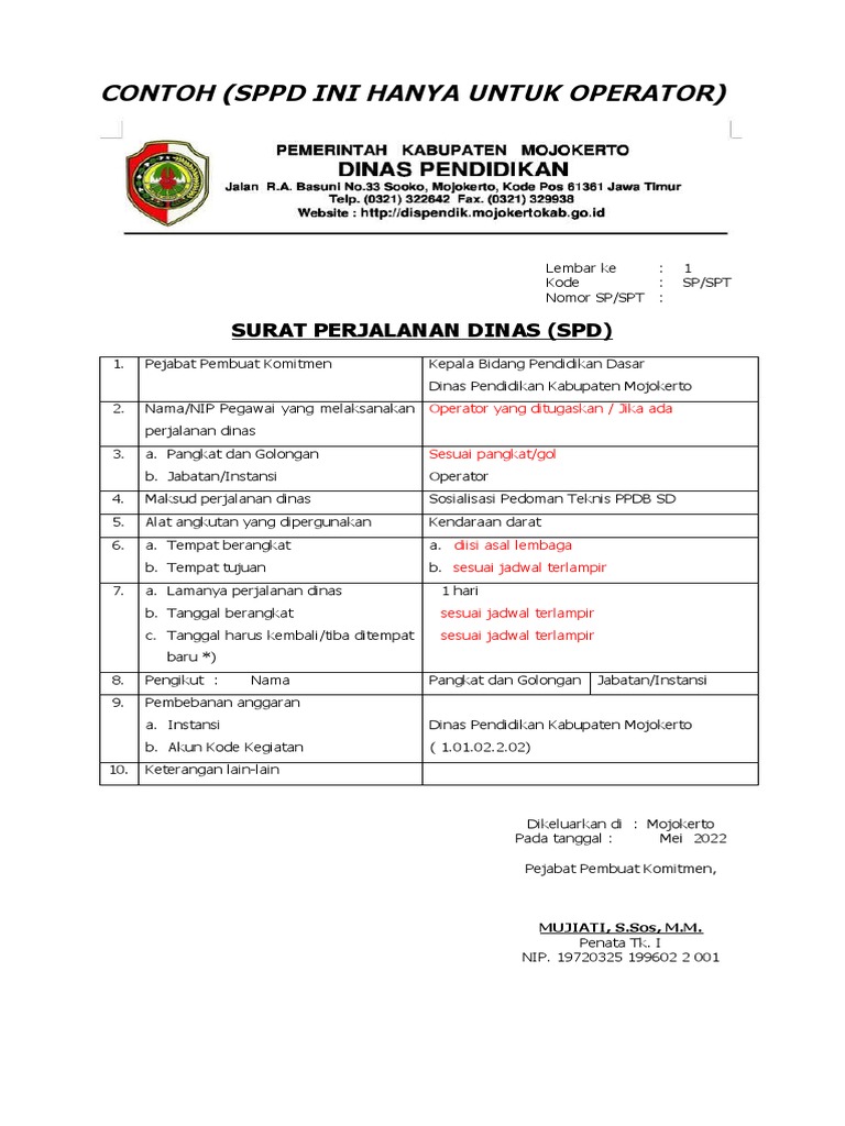 Contoh SPPD PPDB | PDF