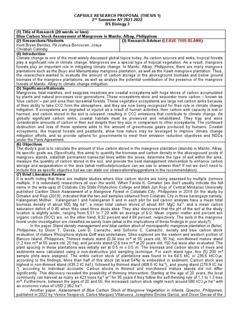 Capsule Proposal - Thesis 1 | Download Free PDF | Carbon Sink | Natural ...
