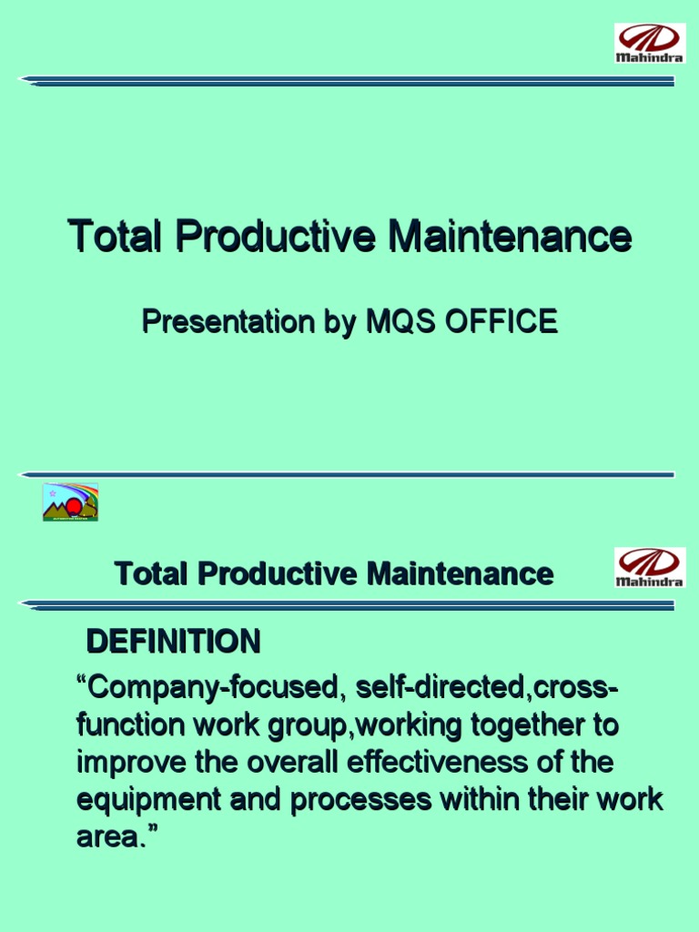 TPM Presentation | PDF | Reliability Engineering | Systems Engineering