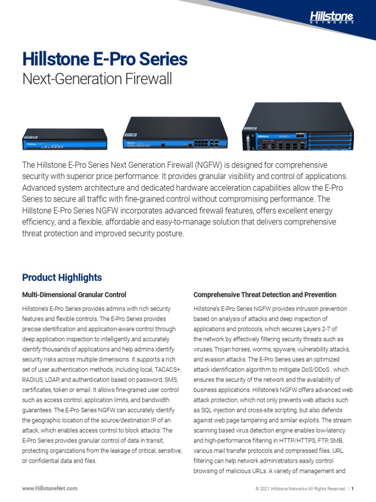 Hillstone E-Pro Series: Next-Generation Firewall | Download grátis PDF ...