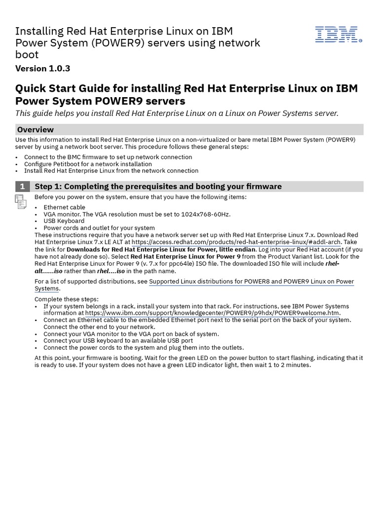 Quick Start Guide For Installing Red Hat Enterprise Linux On IBM Power ...
