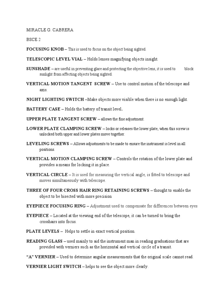 Engineering Transit Parts and Its Uses | PDF