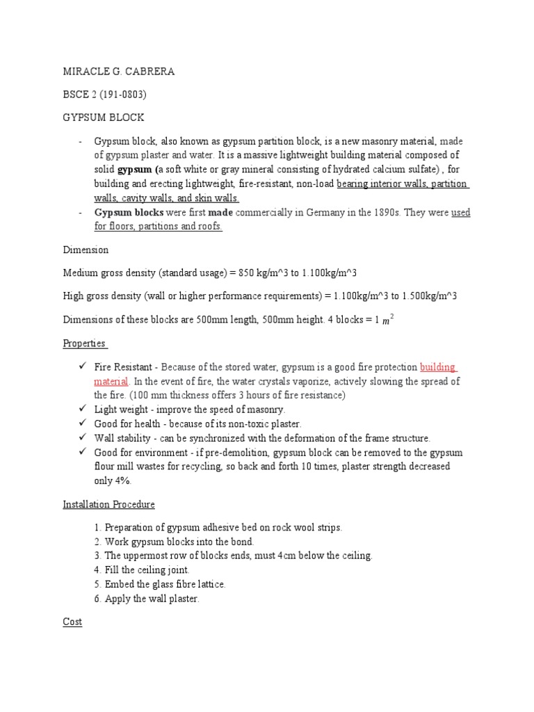 Made of Gypsum Plaster and Water.: Gypsum Blocks Were First Made ...