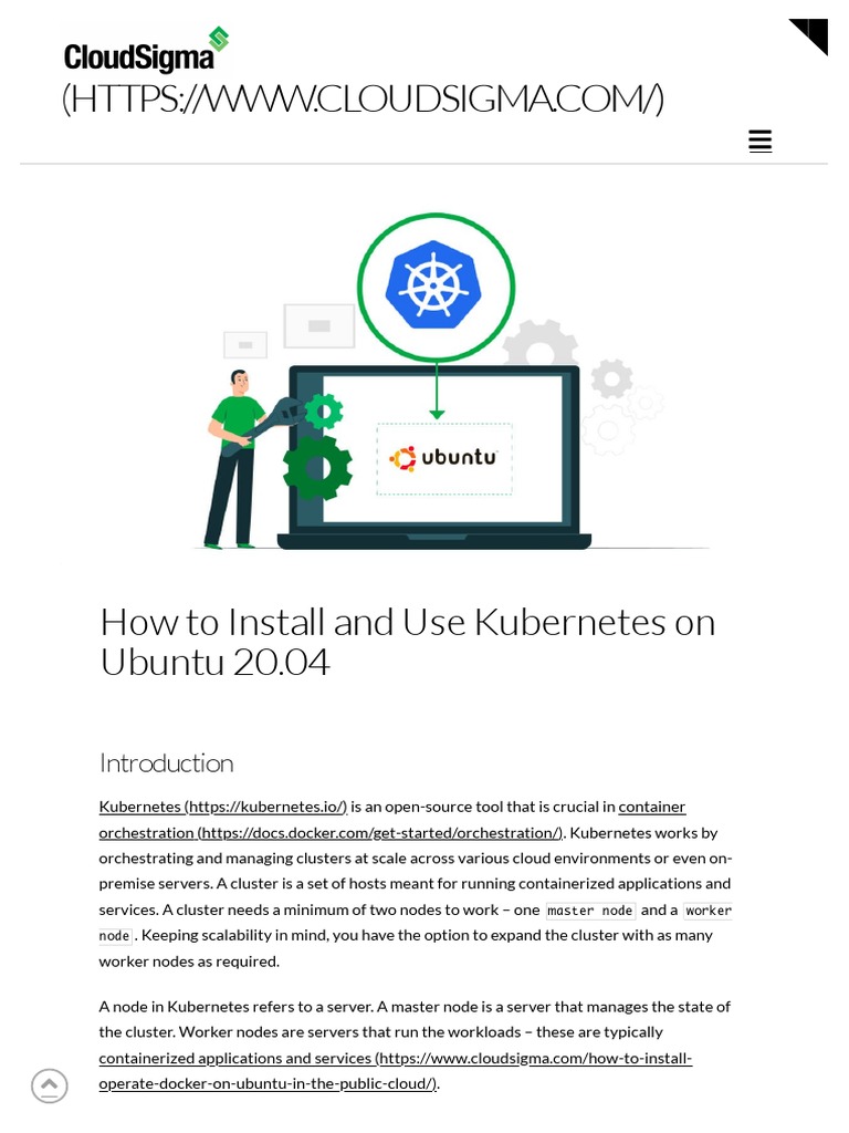 How To Install and Use Kubernetes On Ubuntu 20.04 - CloudSigma | PDF ...