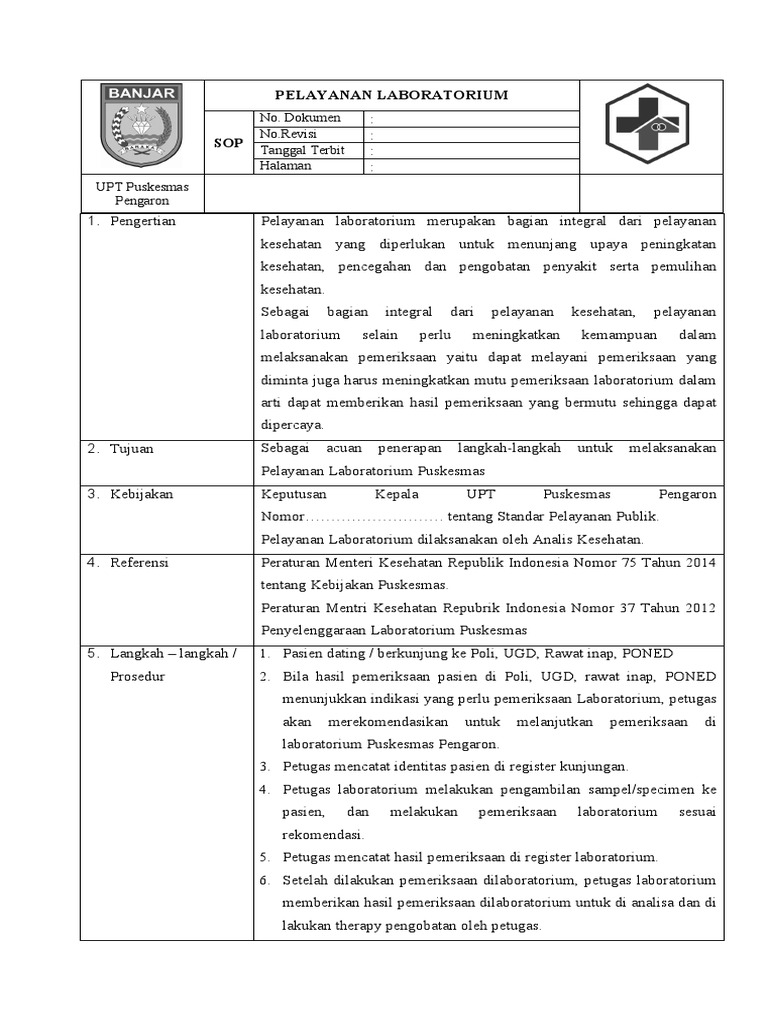 SPO Pelayanan Laboratorium | PDF