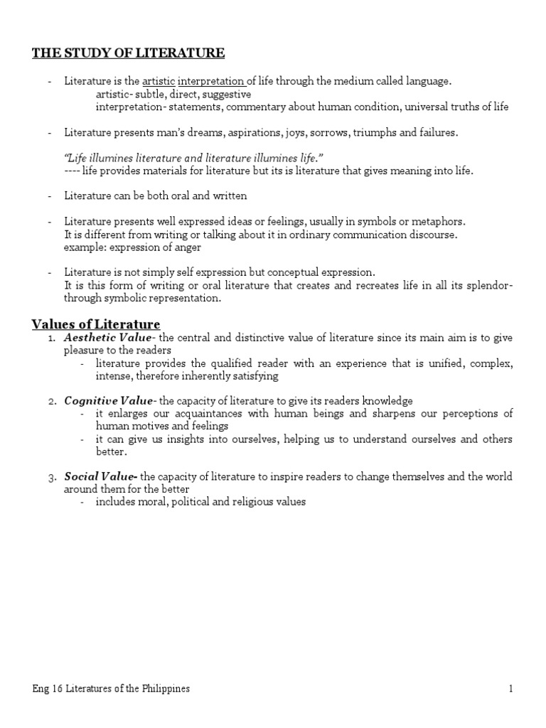 Understanding Literature's Value and Forms | PDF | Plot (Narrative ...