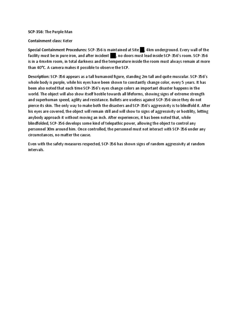 SCP 356 | PDF