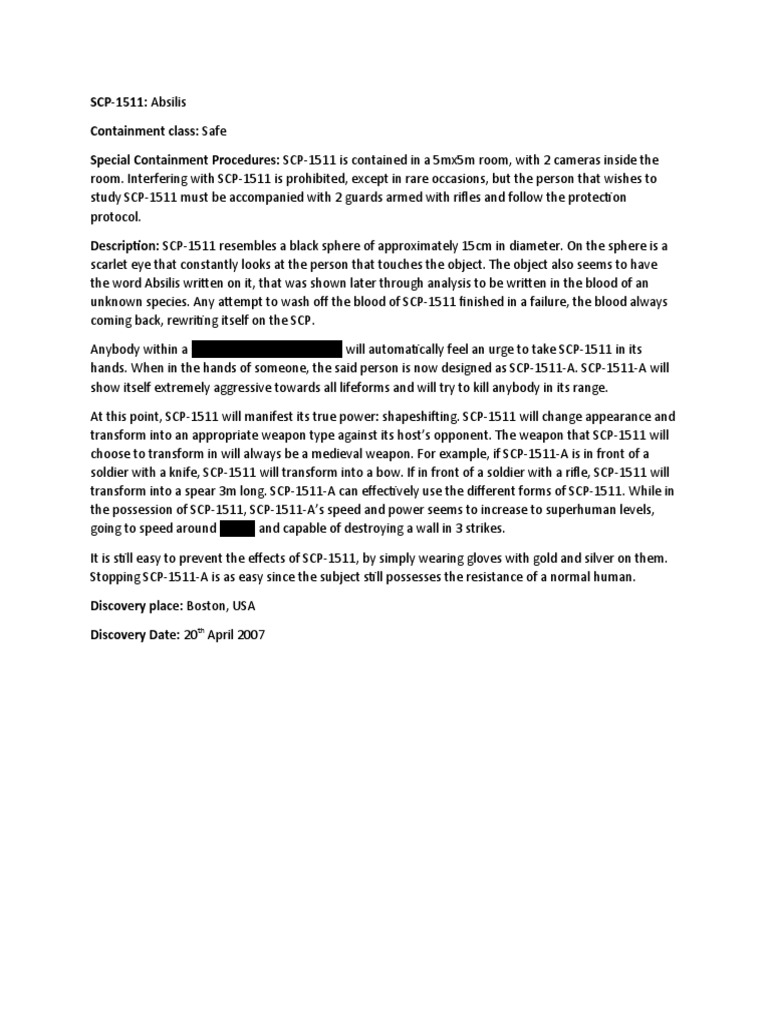 SCP-1511 | PDF