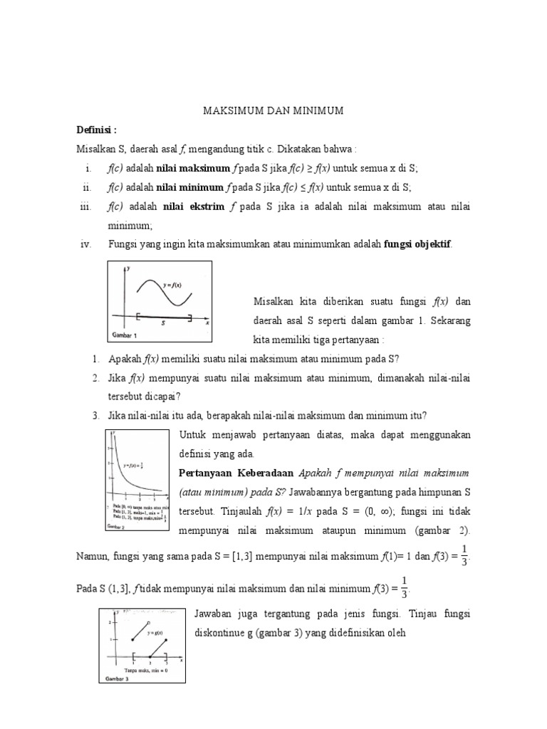 Maks-Min Modul Kalkulus 1 | PDF
