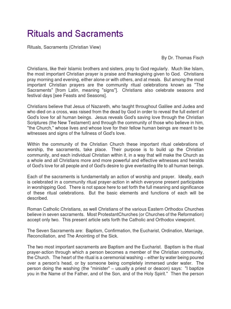 Rituals and Sacraments | PDF | Baptism | Sacraments