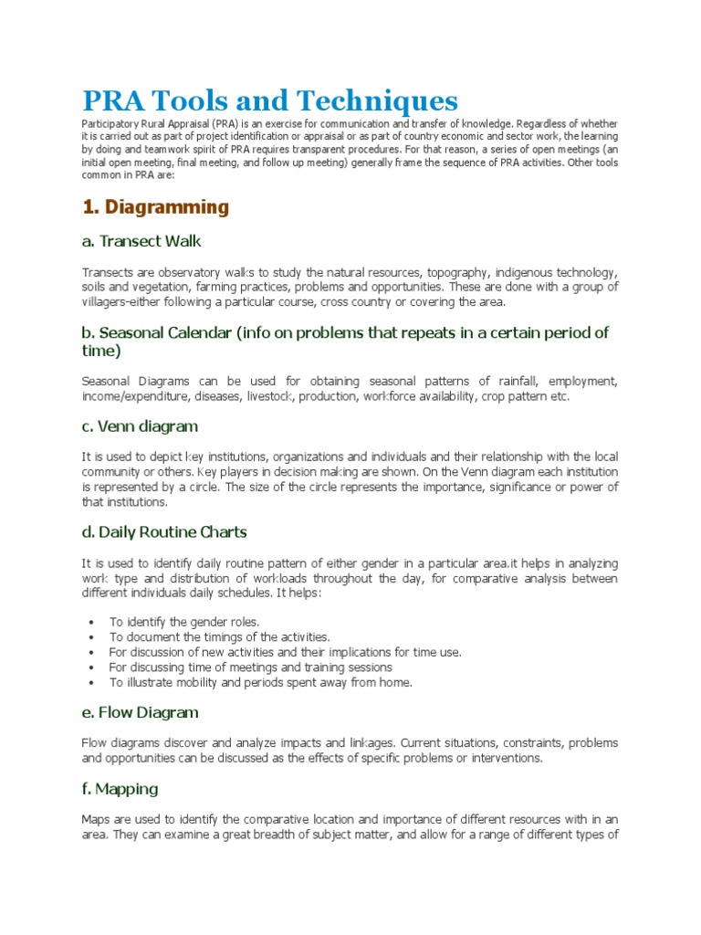 PRA Tools | PDF | Focus Group