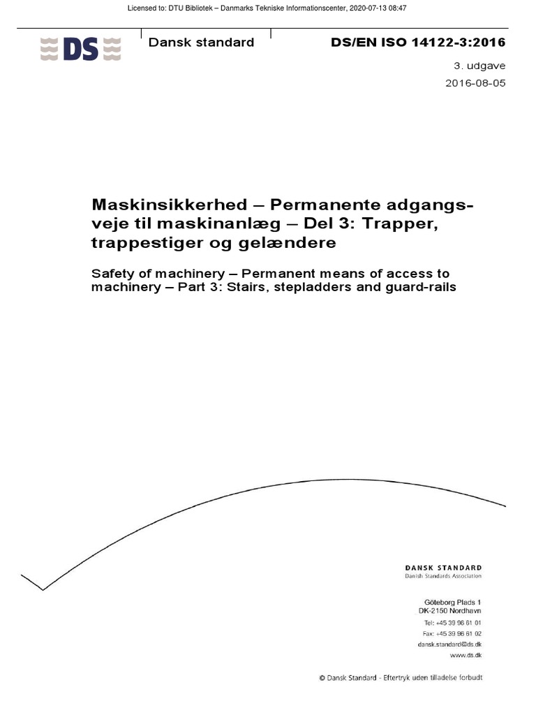 DS EN ISO 14122-3.2016 - Part 3 Stairs, Stepladders and Guard-Rails | PDF