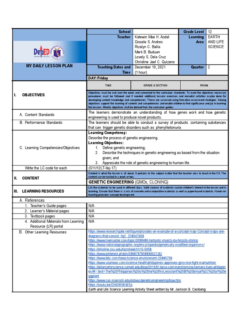 Genetic Engineering in the Classroom: A Lesson Plan on Techniques ...