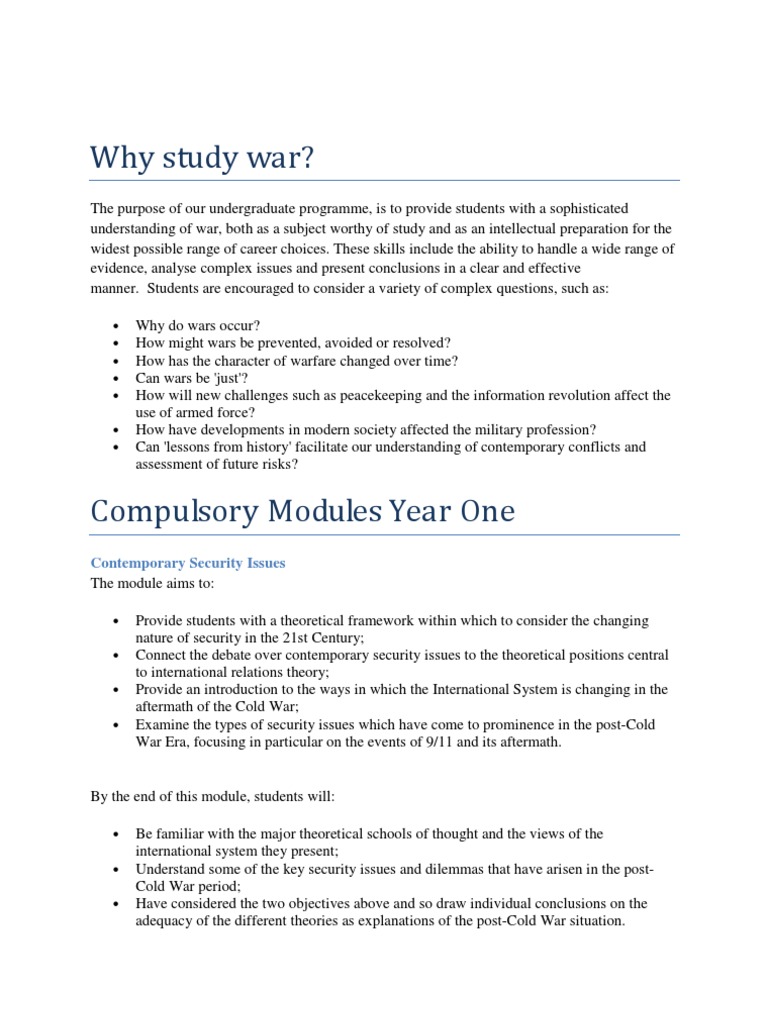 Why Study War?: Contemporary Security Issues | PDF | Intelligence ...