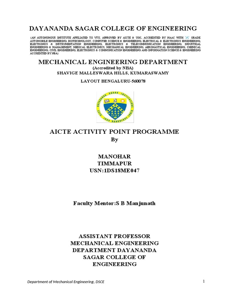 ME-AICTE - Activity - Program - Report - Format SBA3 | PDF | Hygiene ...