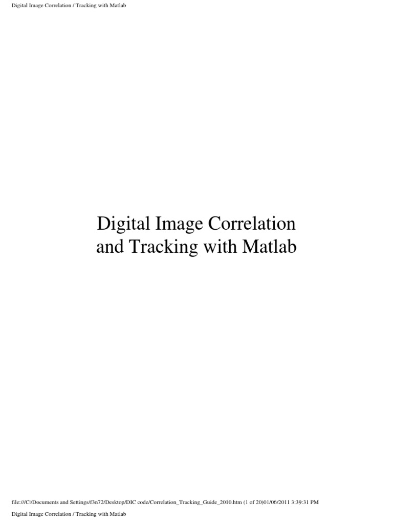 Digital Image Correlation - Tracking With Matlab | PDF | File Format | Image Resolution