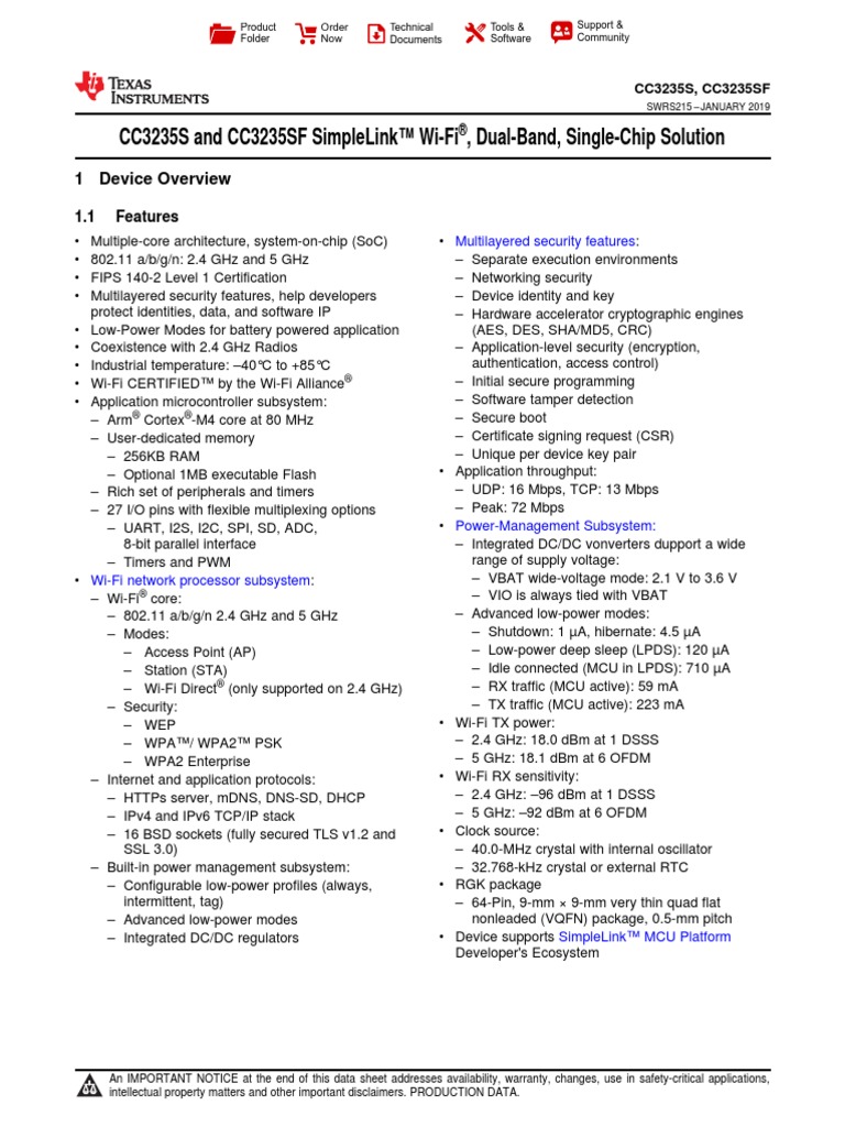 Data Sheet | PDF | Microcontroller | Wi Fi