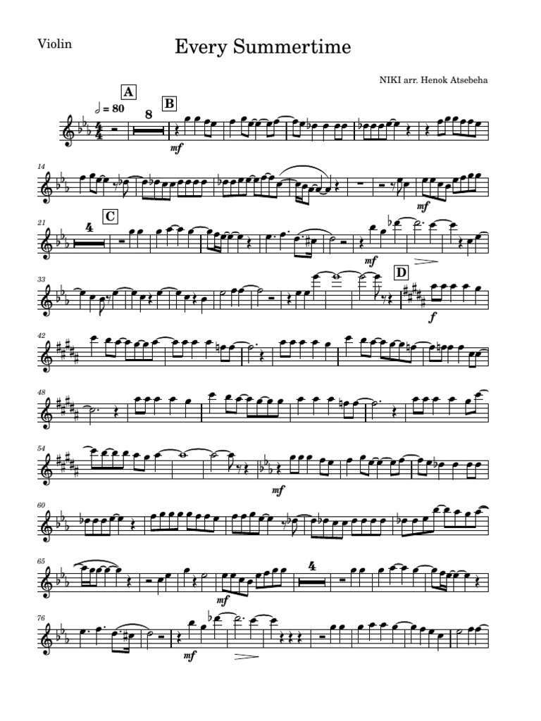 Every - Summertime - Arr. (1) - Violin | PDF