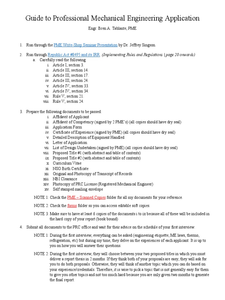 Guide To Professional Mechanical Engineering Application | PDF