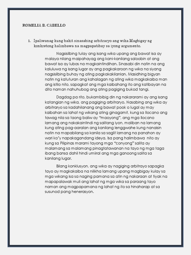 Arbitraryo NG Wika | PDF