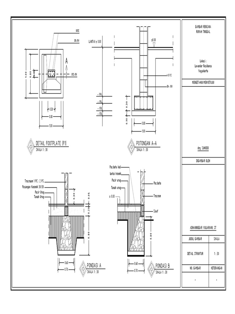 Detail Footplate (F1) Potongan A-A | PDF